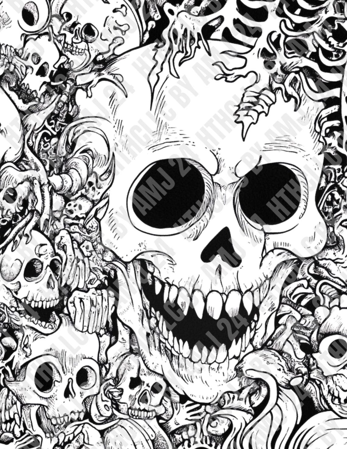 Coloring Pages 10 Sheets Skulls Collection, Halloween - Etsy
