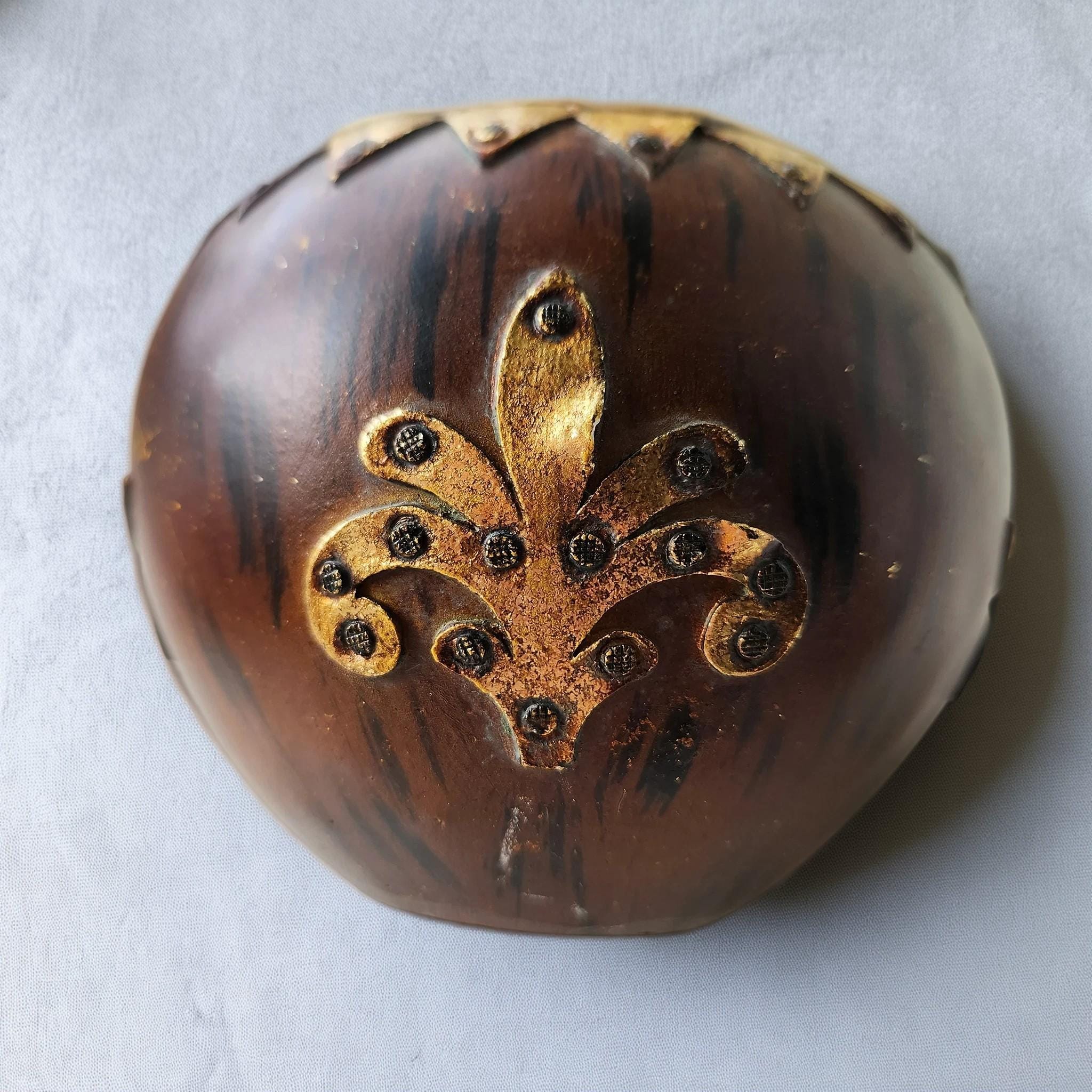 Vintage Brass Broidered Coconut Shell Fruit: Kerala Folk Art Decor, Set ...