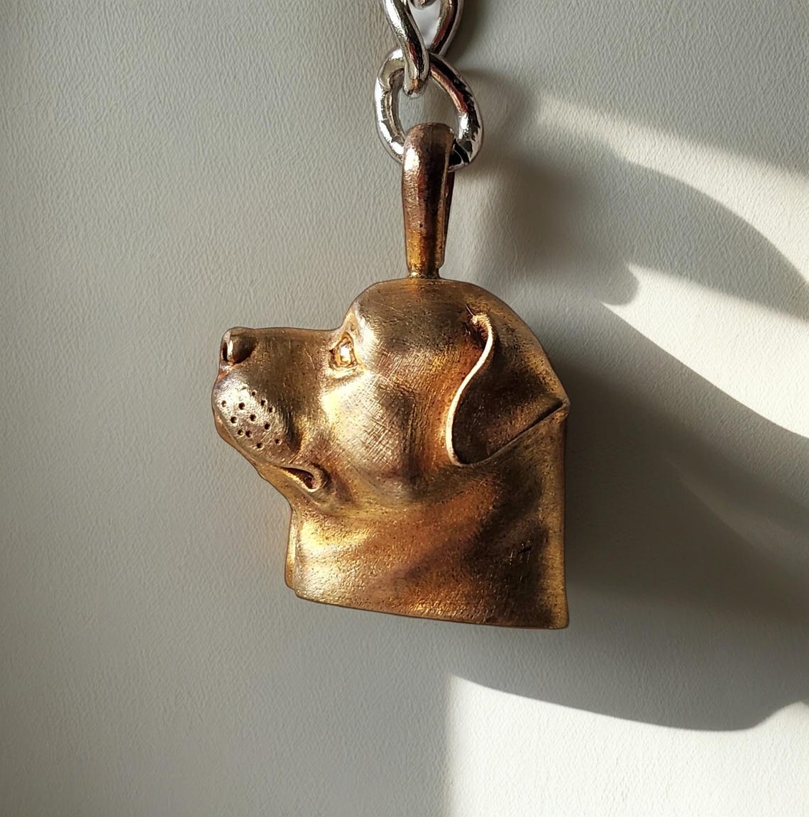 Handmade 18K Gold Rottweiler Pendant or Key Chain, Leather Cord ...