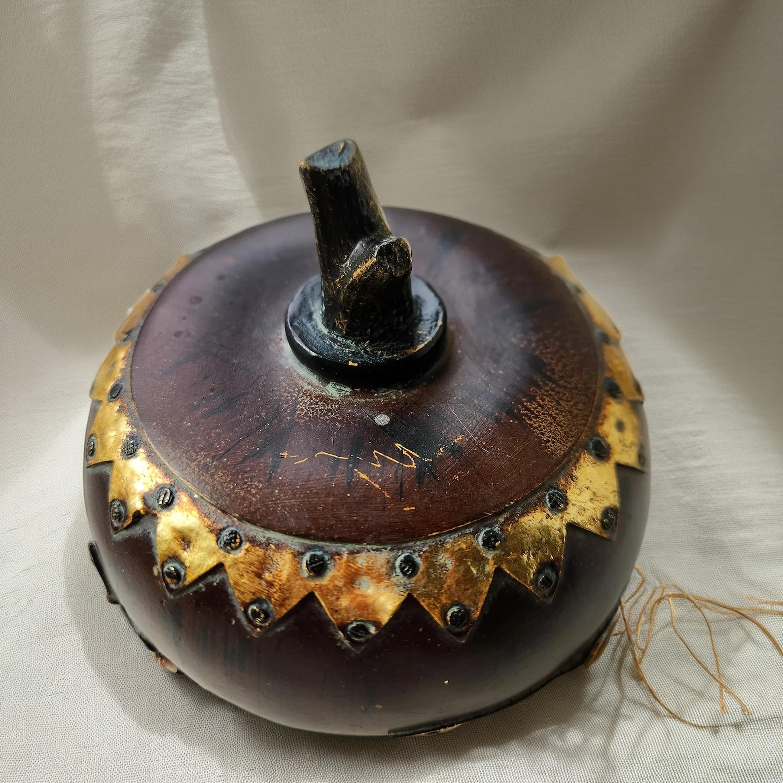 Vintage Brass Broidered Coconut Shell Fruit: Kerala Folk Art Decor, Set ...