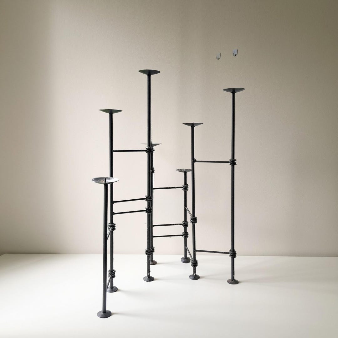 Foldable Mid-century Modern Wrought Iron Candelabra, Gothic Tiered 7 ...