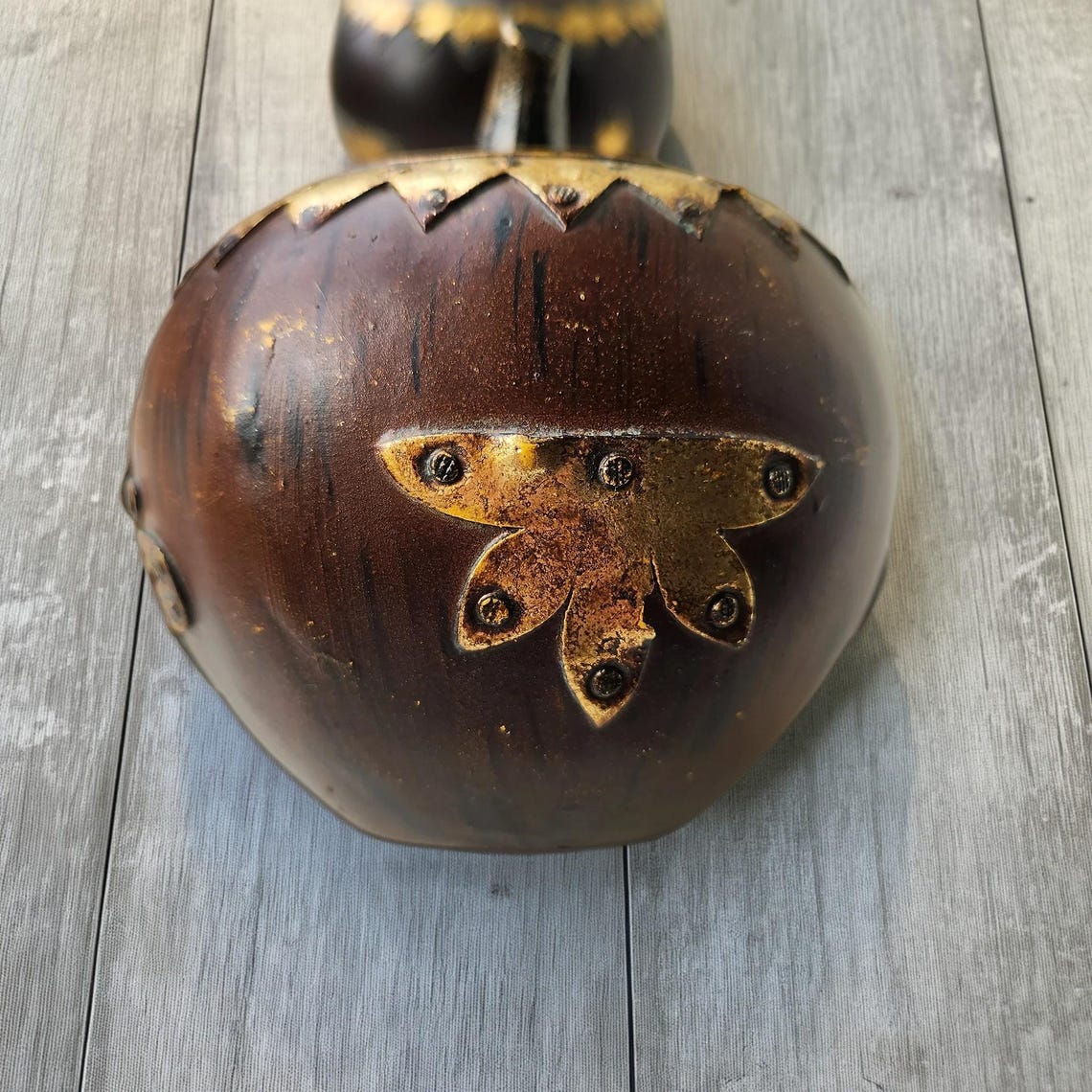 Vintage Brass Broidered Coconut Shell Fruit: Kerala Folk Art Decor, Set ...