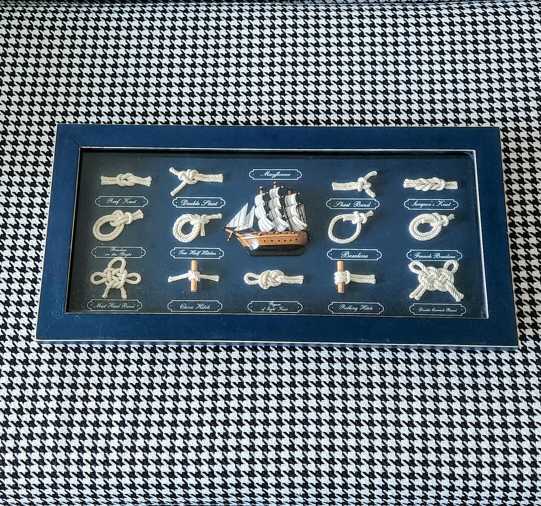 Vintage Mayflower Ship Display, Nautical Rope Knots, Ship Art, Nautical ...