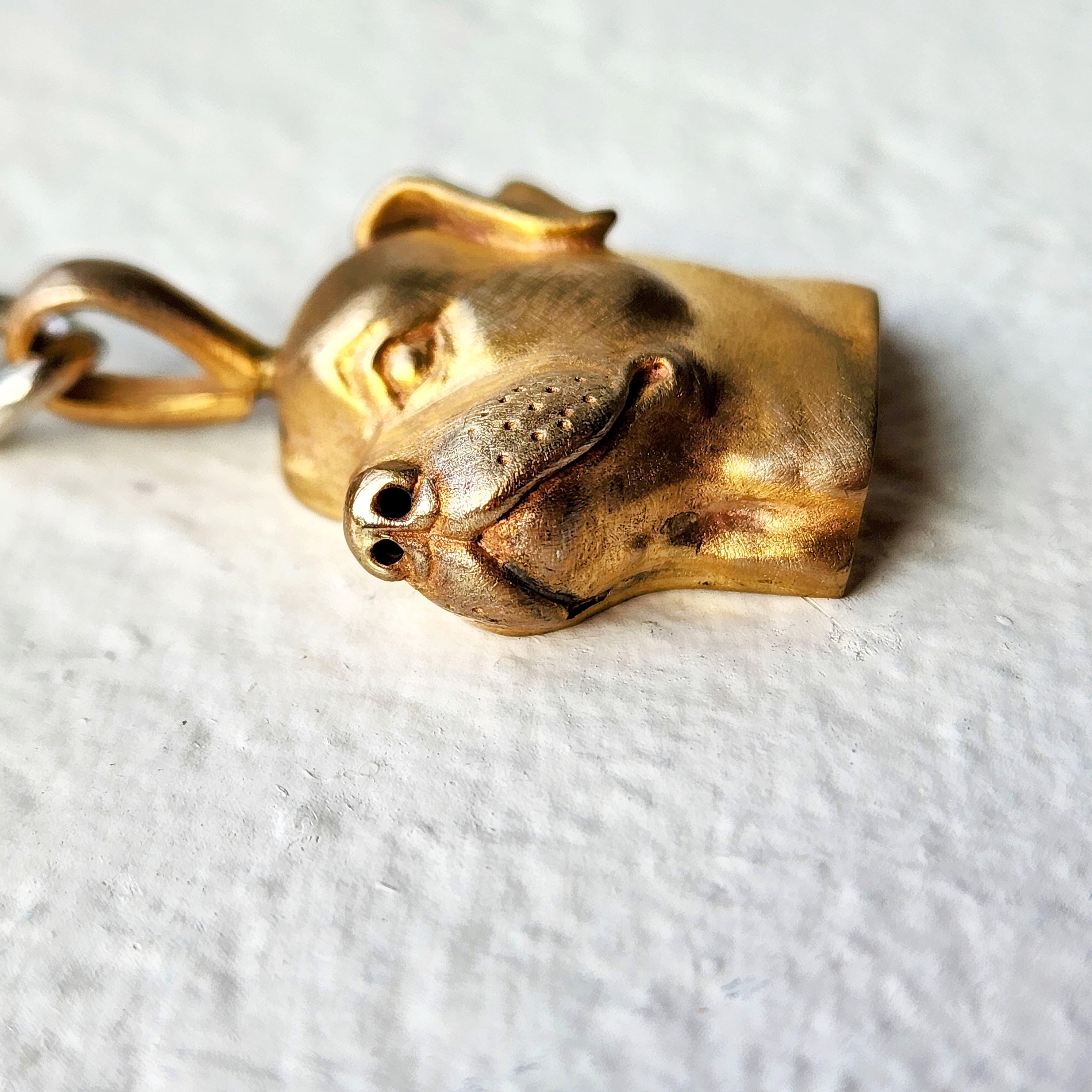 Handmade 18K Gold Rottweiler Pendant or Key Chain, Leather Cord ...