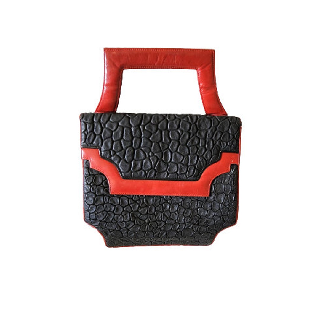 Vintage Colorblock Handbag/ Crossbody Purse Soft Red and - Etsy