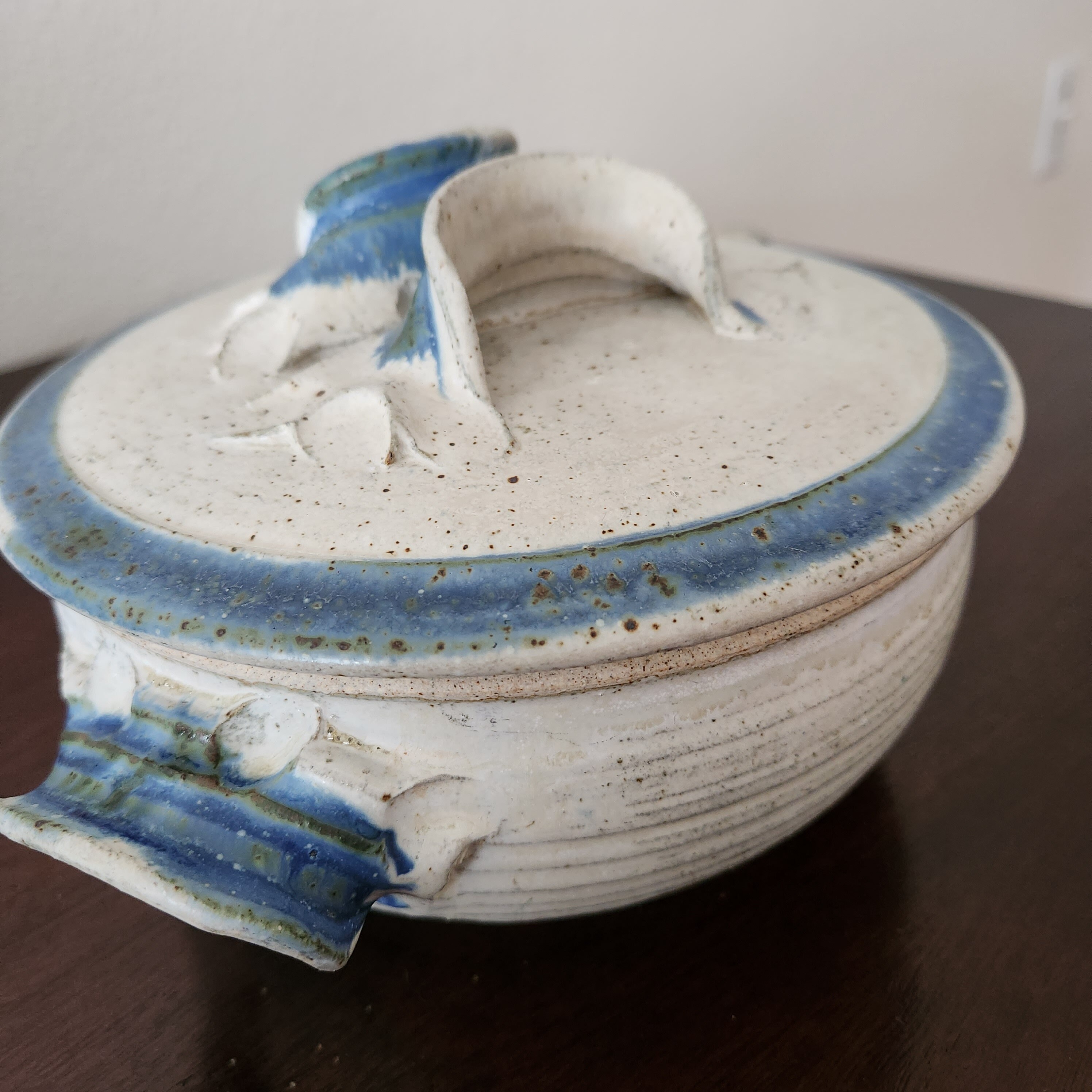 Vintage Ceramic Casserole, Handmade Clay Hot Pot, Glazed, Lid With ...