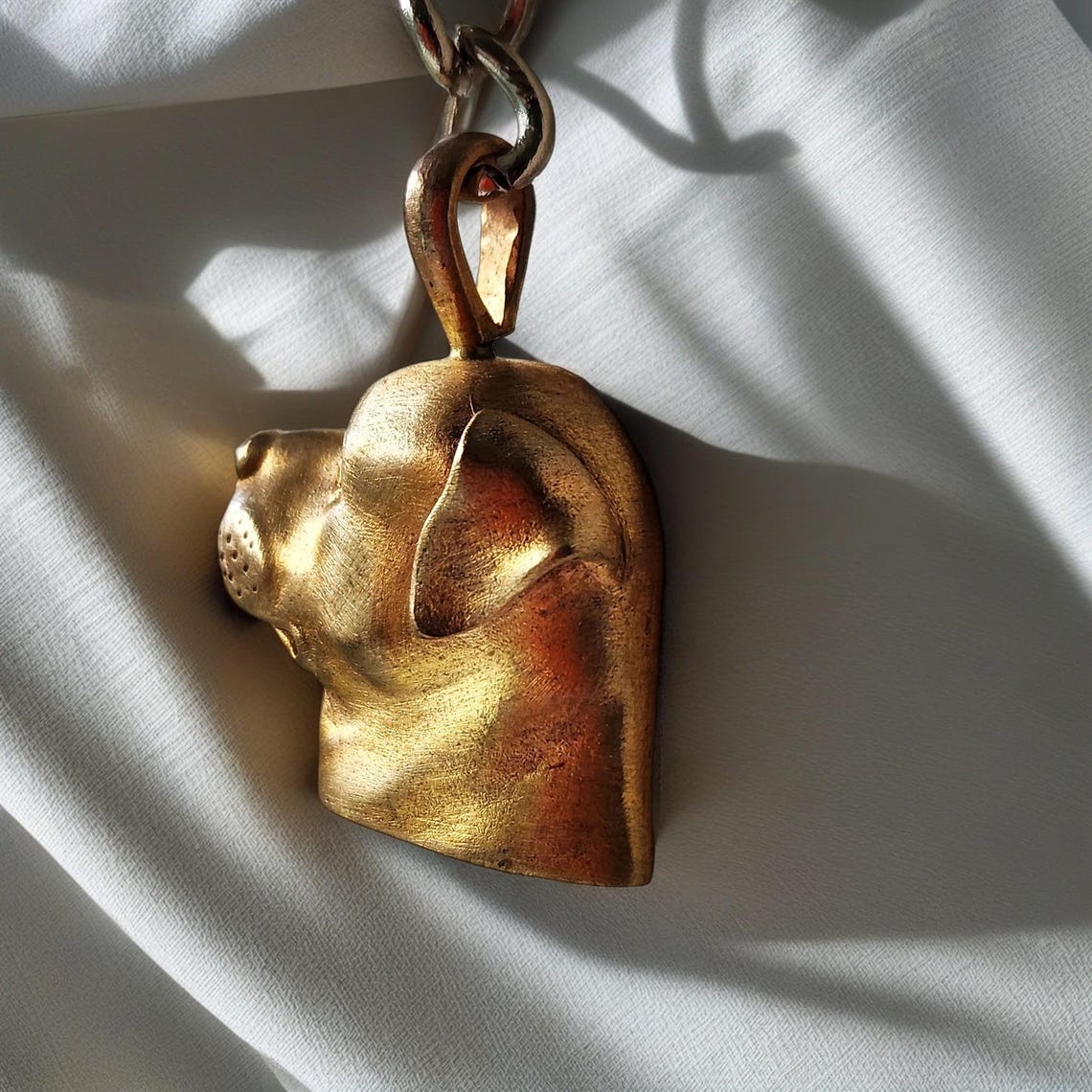 Handmade 18K Gold Rottweiler Pendant or Key Chain, Leather Cord ...