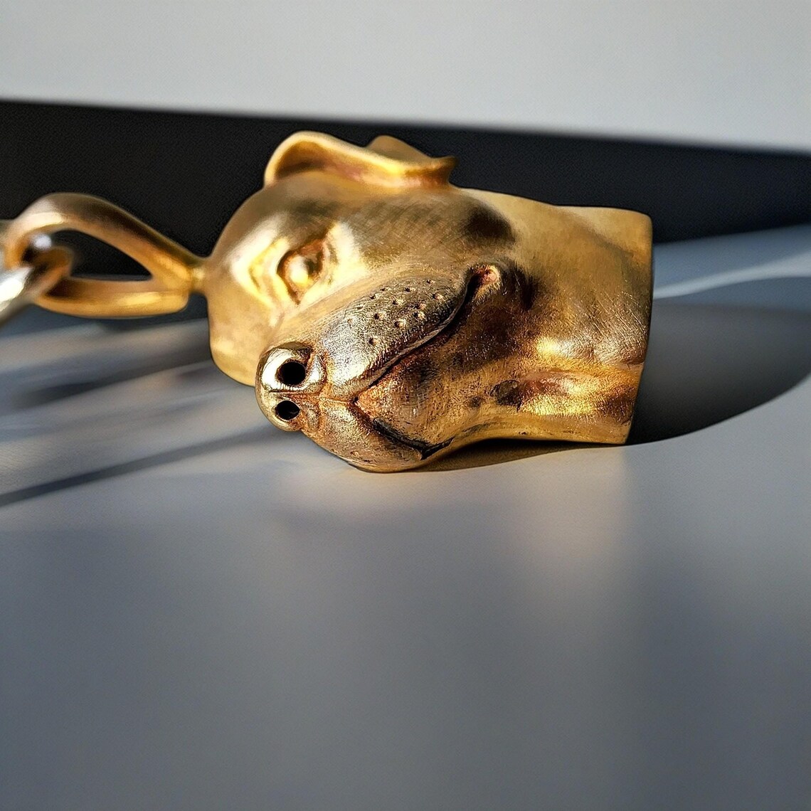 Handmade 18K Gold Rottweiler Pendant or Key Chain, Leather Cord ...