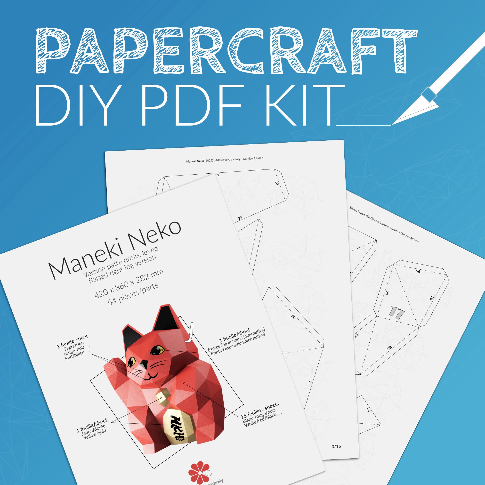 Maneki Neko - DIY Papercraft - Etsy