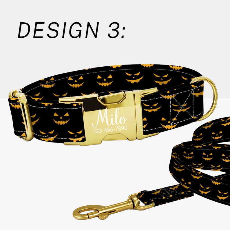 Halloween Dog Collar Personalized Spooky Dog Collar With Name Custom ...