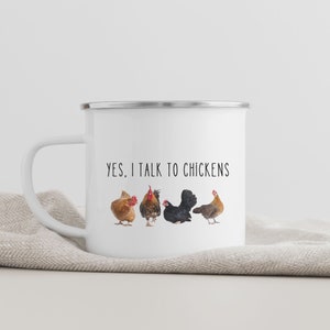 Chicken Enamel Mug 12oz Funny Chicken Coffee Cup Chicken Lady Gift I ...