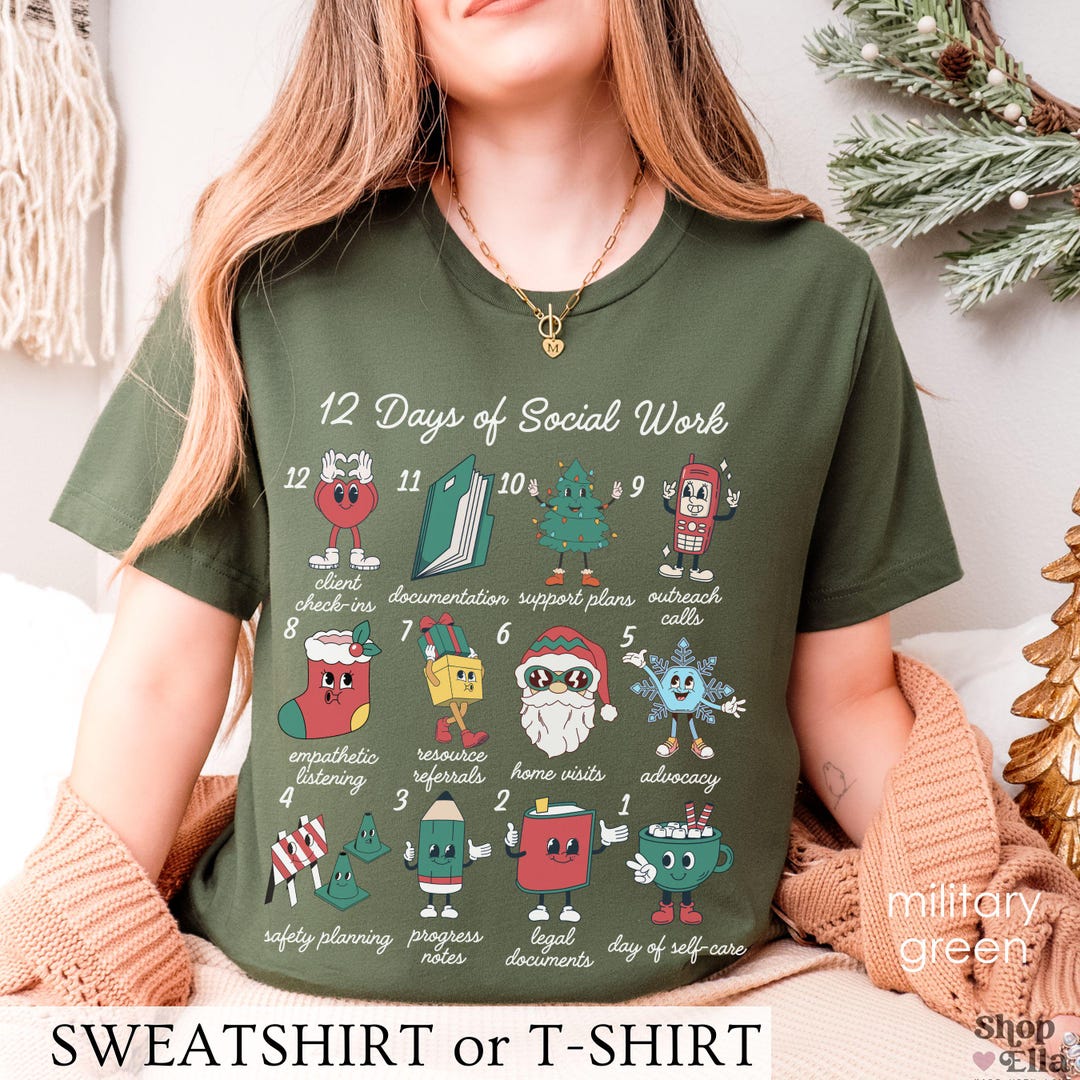 12 Days of Social Work Christmas Shirt Social Worker T-shirt School ...