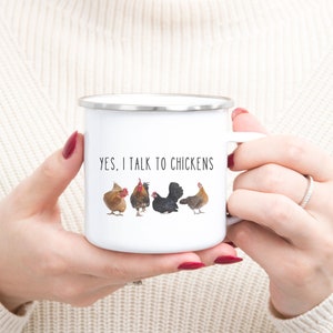 Chicken Enamel Mug 12oz Funny Chicken Coffee Cup Chicken Lady Gift I ...
