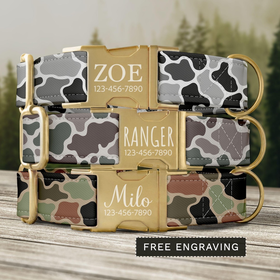 Duck Camo Dog Collar, Personalized Camo Dog Collar With Name, Custom ...