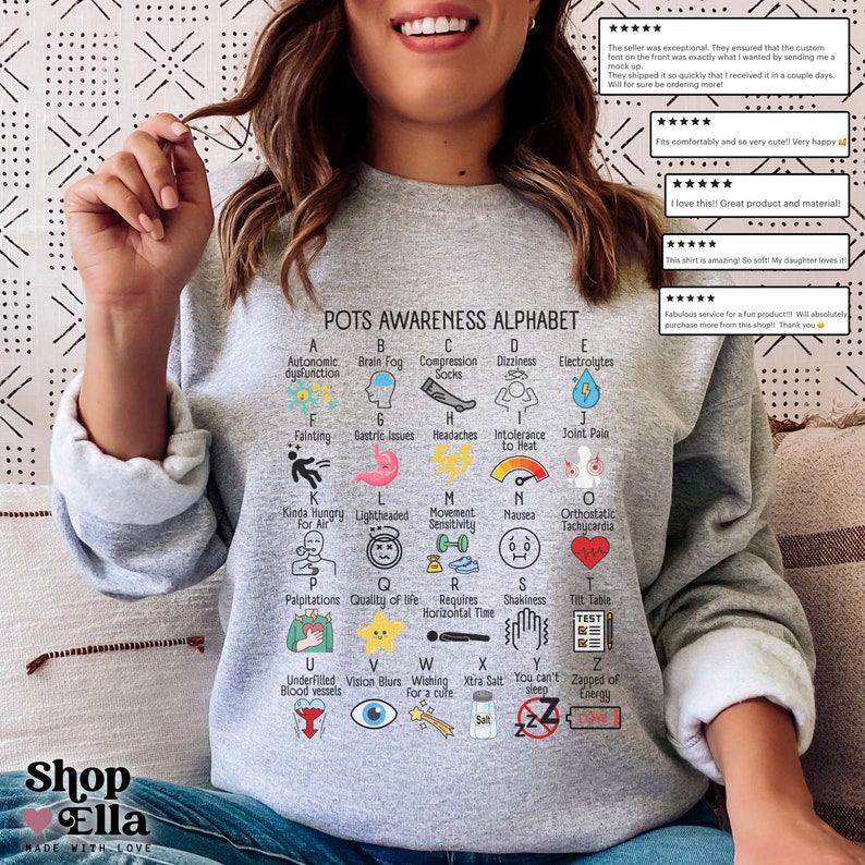 POTS Syndrome Alphabet Sweatshirt Postural Orthostatic Tachycardia ...