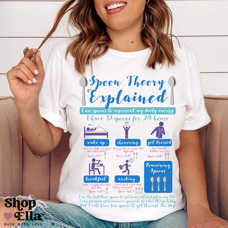 Spoon Theory Explained Shirt for Spoonie Gift Chronic Illness T-shirt ...