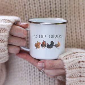 Chicken Enamel Mug 12oz Funny Chicken Coffee Cup Chicken Lady Gift I ...