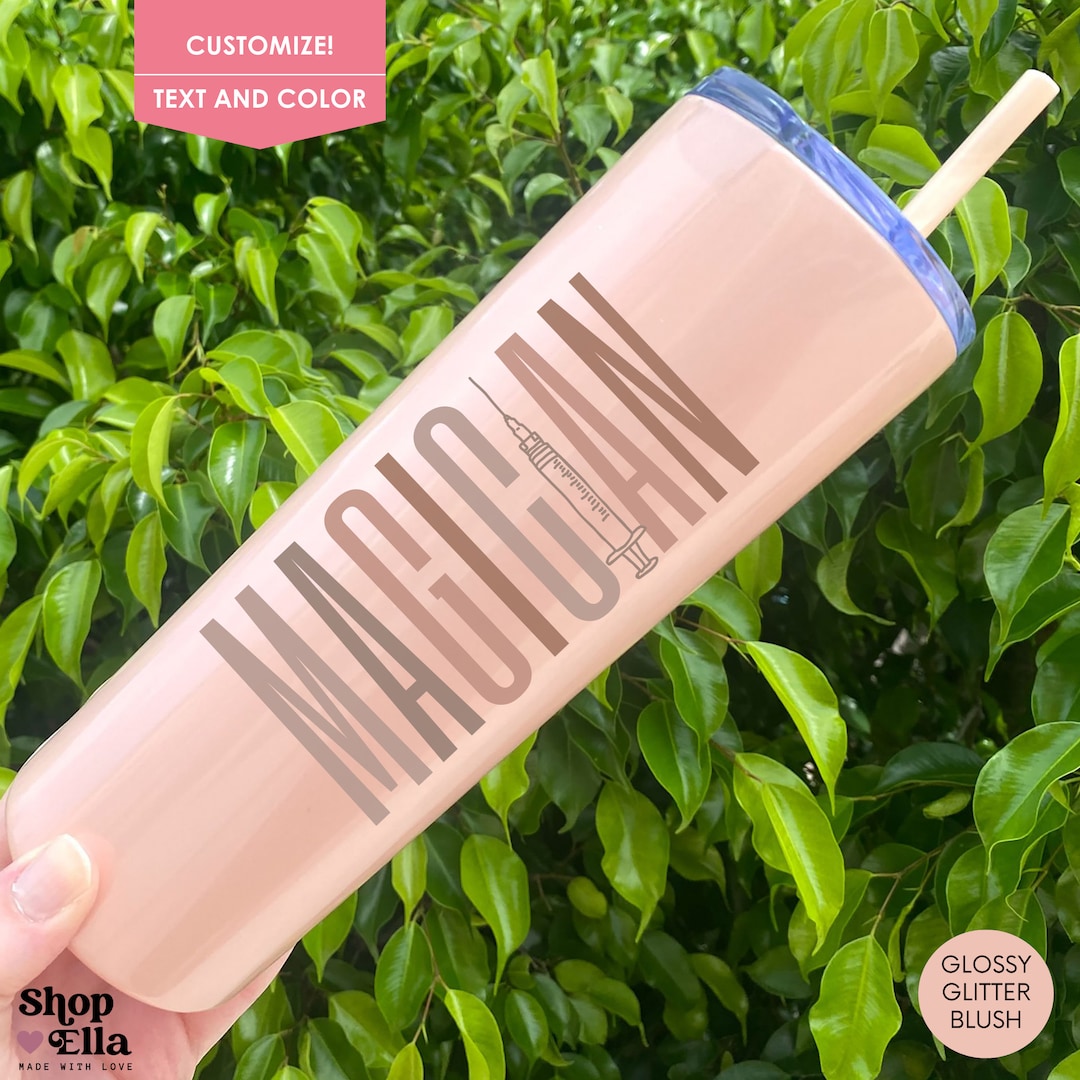 Aesthetic Nurse Injector Magician Skinny Tumbler Straw 20oz Glitter ...