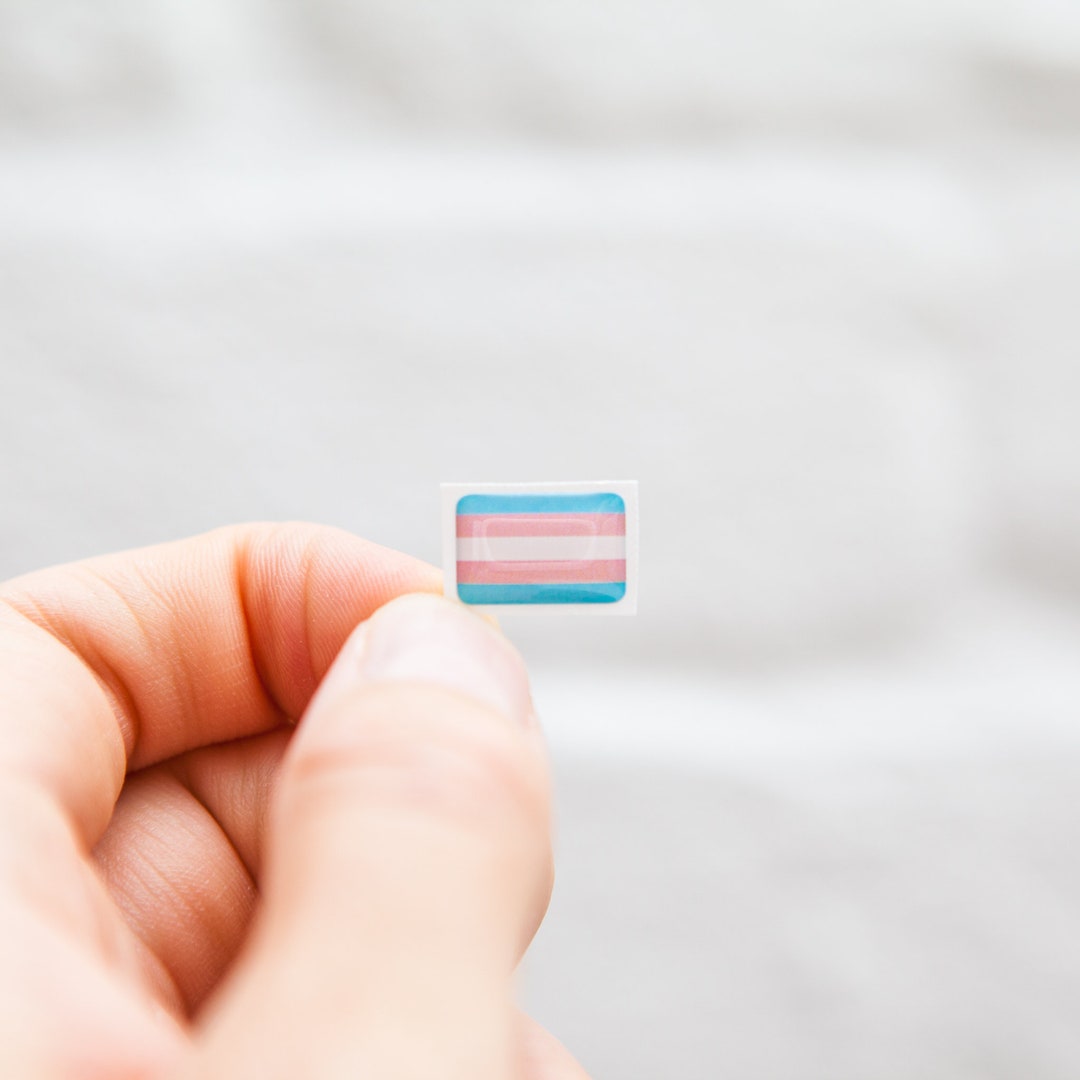 Transgender Flag Sticker for Your Name Badge — Tiny 3D Dome Sticker ...