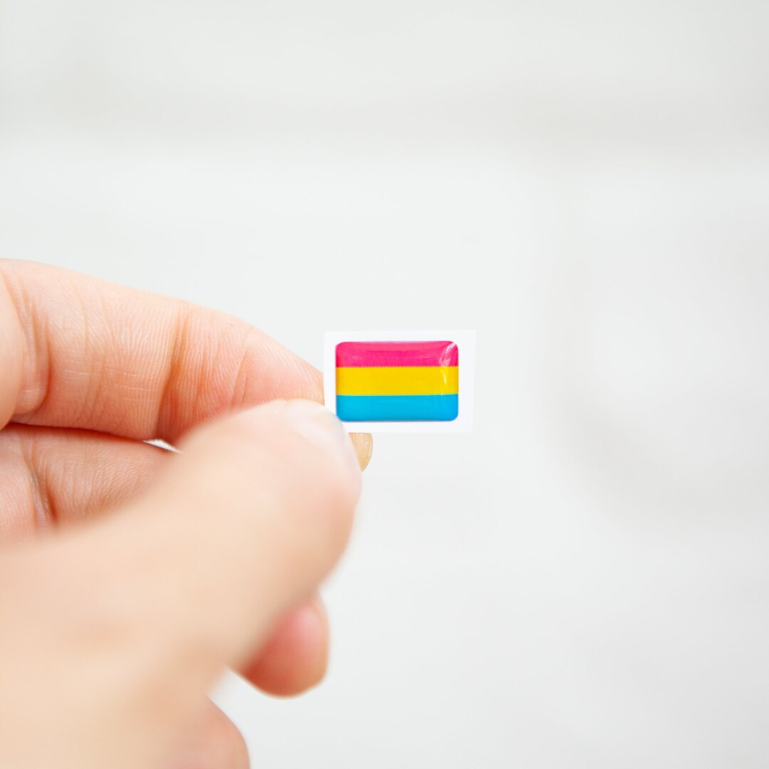 Pan (pansexual) Flag Sticker for Your Name Badge — Tiny 3D Dome Sticker ...
