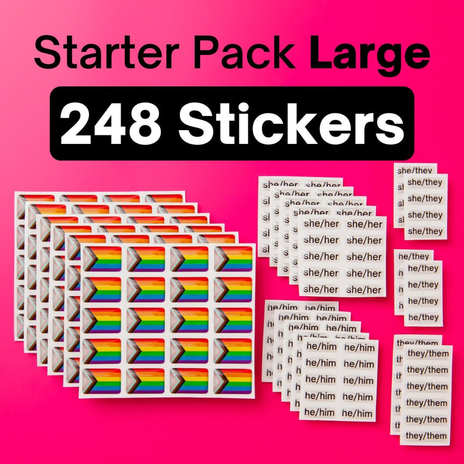 Pride Flag & Pronoun 248 Sticker Pack for Your Name Badge 3D - Etsy