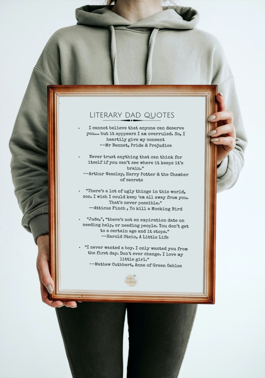 Literary Dad Quotes Wall Art, Bookish Wall Art for Dad, Father's Day ...
