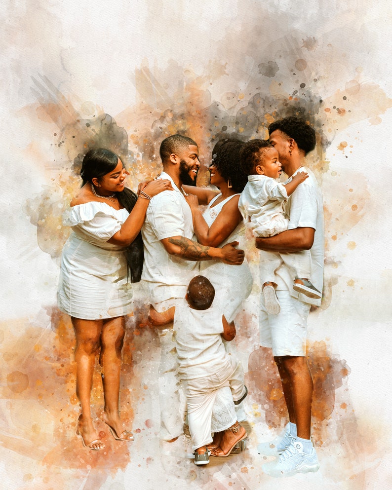 Custom Digital Watercolor Family Portrait | Christmas Gift ...