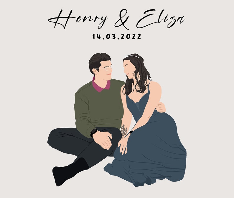 Faceless Minimal Cartoon Portrait | Personalized Portraits | Gifts for ...