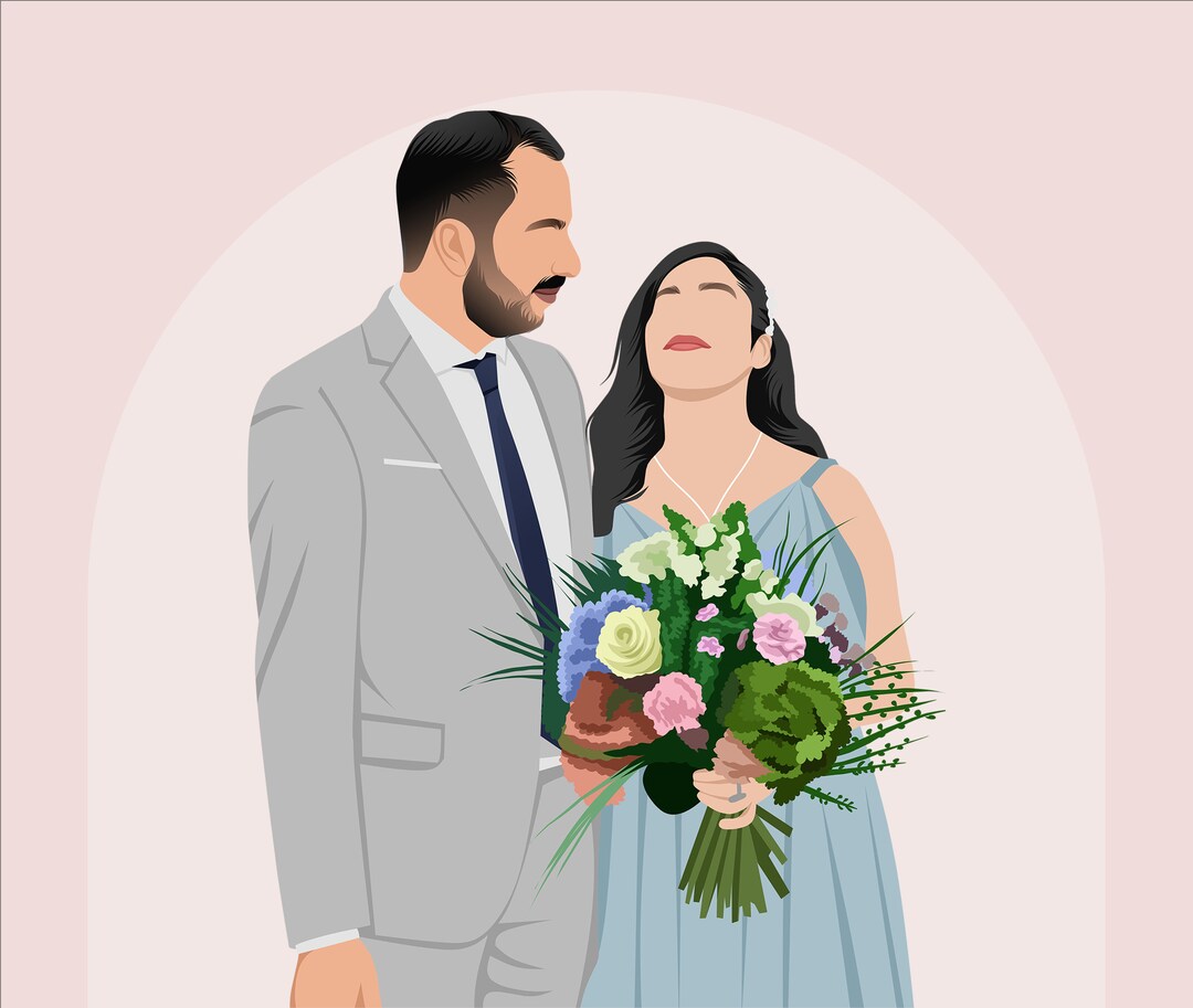 COUPLE BUNDLE | Faceless Minimal Cartoon Portrait | Personalized ...