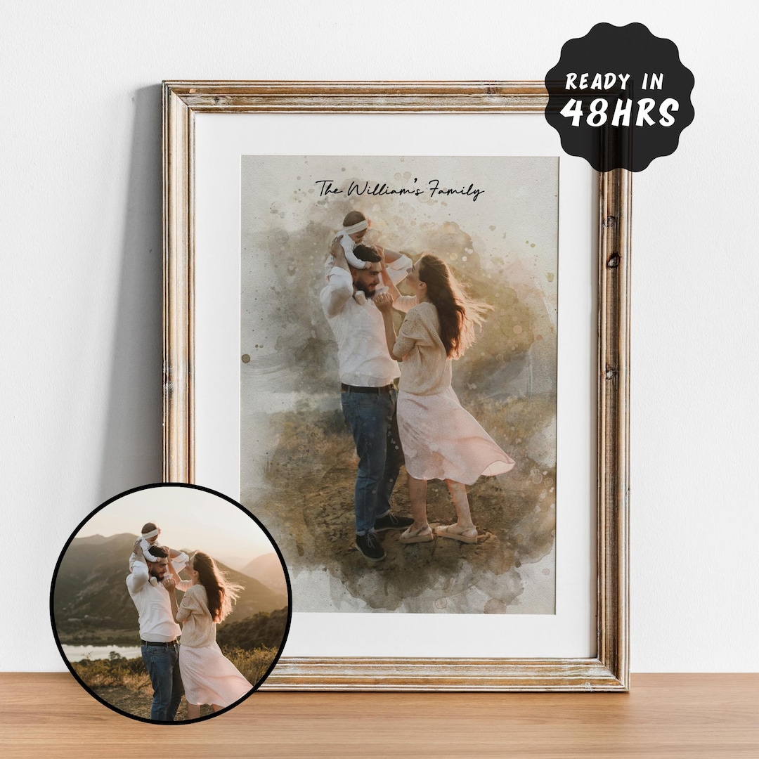 Father’s Day Watercolor Portrait | Custom Family Drawing | Digital ...