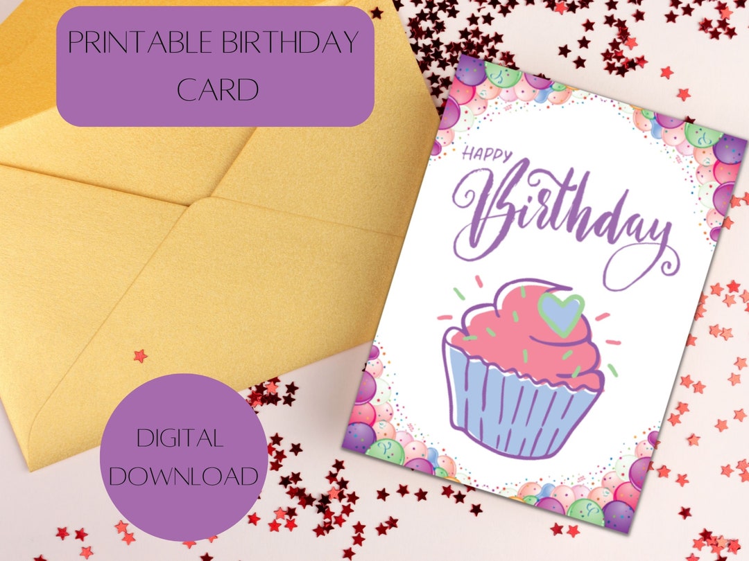 Printable Birthday Card, Digital Birthday Card, Greeting Card, Digital ...