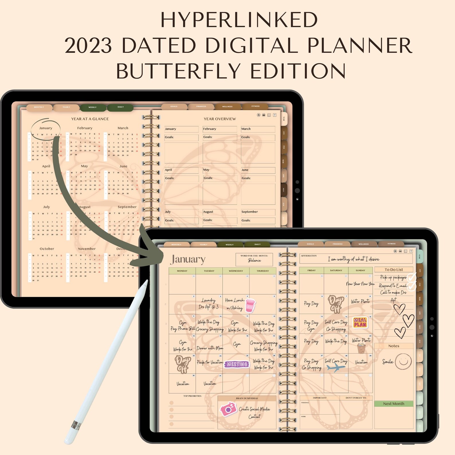 Digital Butterfly Planner 2022-2023 Dated, Productivity Planner, Goal ...
