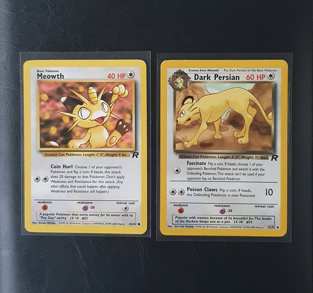 Meowth 62/82 & Dark Persian 42/82 Team Rocket - Etsy