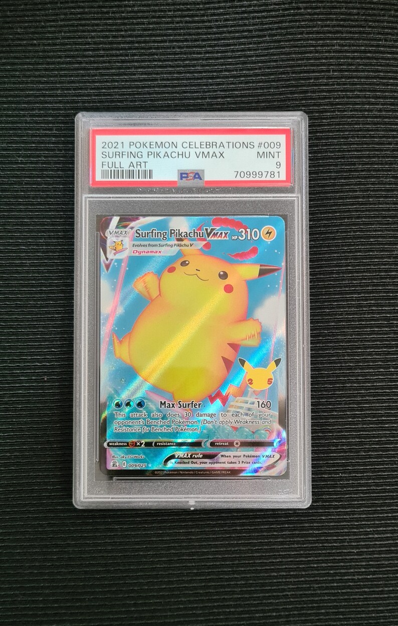 Surfing Pikachu Vmax 009/025 Celebrations PSA 9 - Etsy