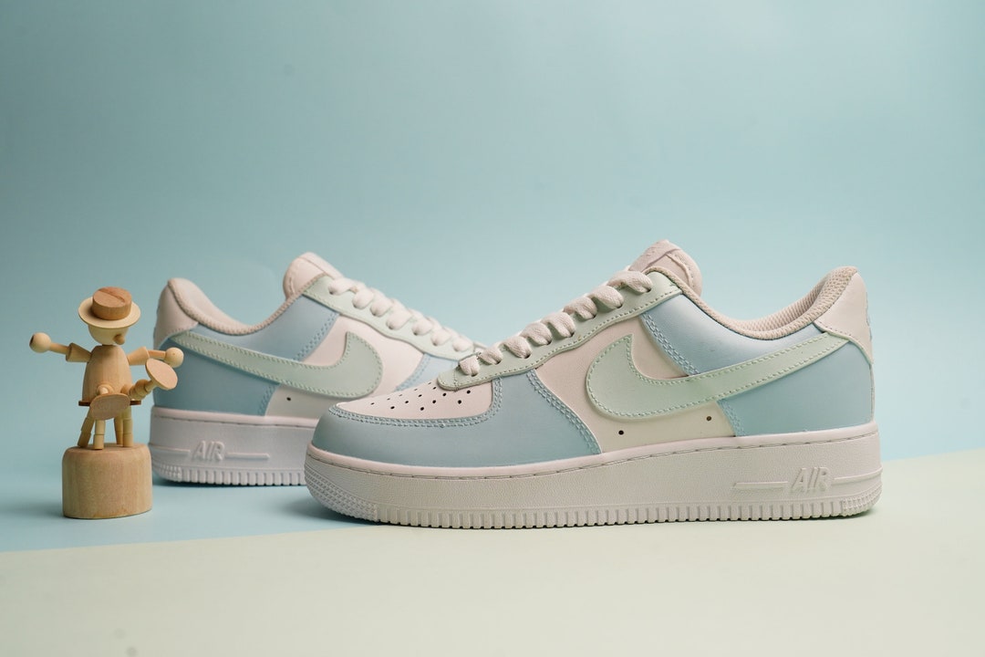 Custom Sneakers,custom Air Force 1,custom Shoes,blue Customized Air ...