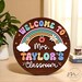 Welcome to Classroom Rainbow Wooden Sign, Custom Teacher Name Door ...