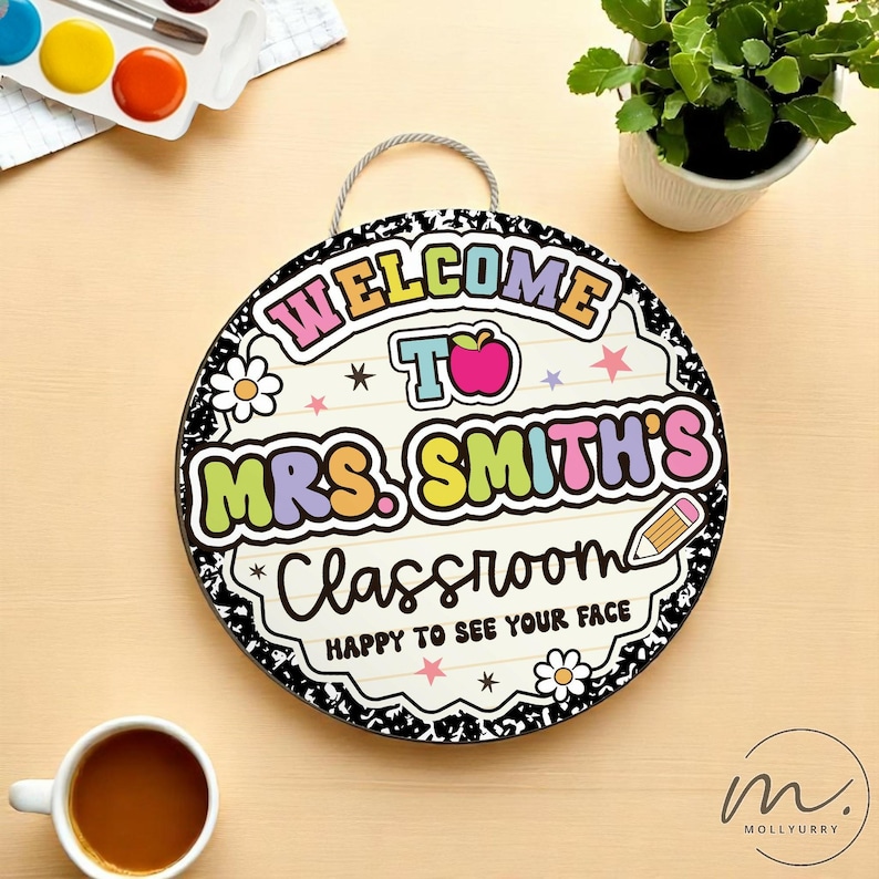 Welcome to Classroom Wooden Sign, Back to School Teacher Door Hanger ...