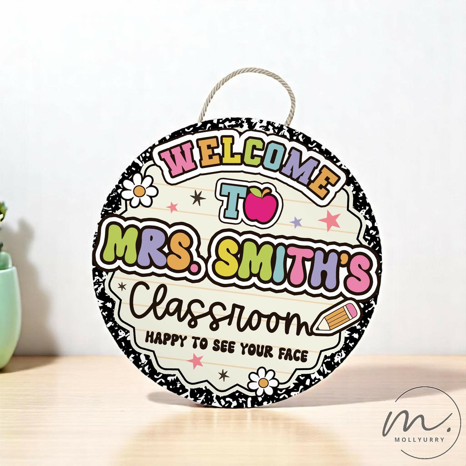 Welcome to Classroom Wooden Sign, Back to School Teacher Door Hanger ...