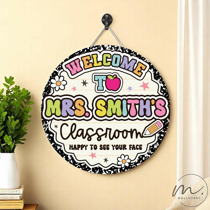 Welcome to Classroom Wooden Sign, Back to School Teacher Door Hanger ...
