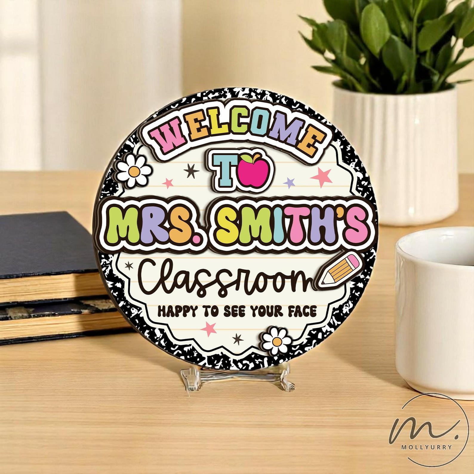 Welcome to Classroom Wooden Sign, Back to School Teacher Door Hanger ...