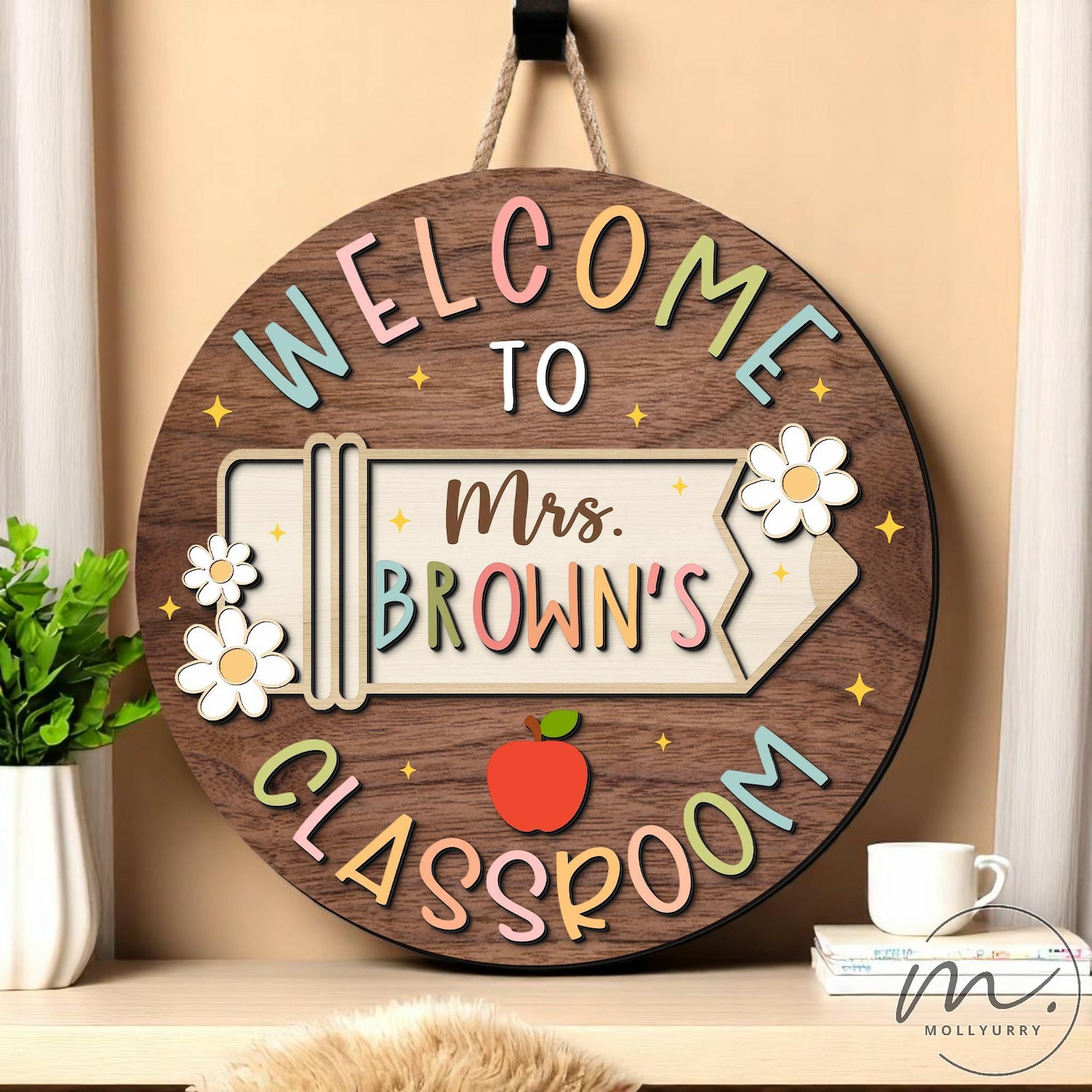 Welcome to Classroom Sign With Name, Personalized Teacher Pencil Sign ...