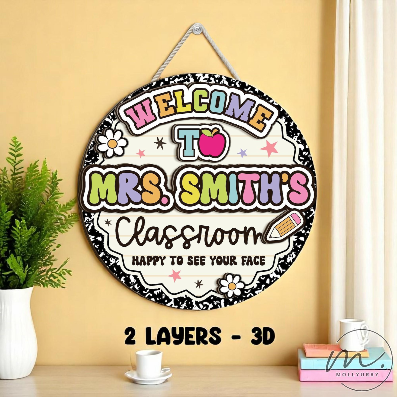 Welcome to Classroom Wooden Sign, Back to School Teacher Door Hanger ...