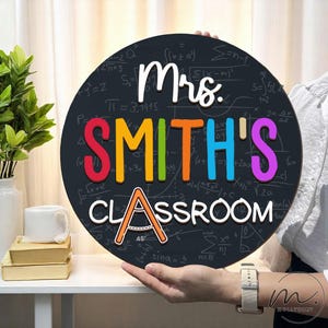 Personalized Math Classroom Wooden Sign, Teacher Door Hanger, Custom ...
