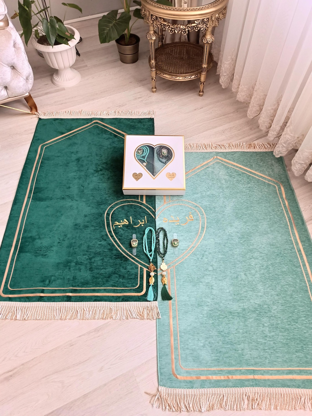 Personalized Couple Set | Pearl Prayer Beads Islamic Gift Set | Eid ...