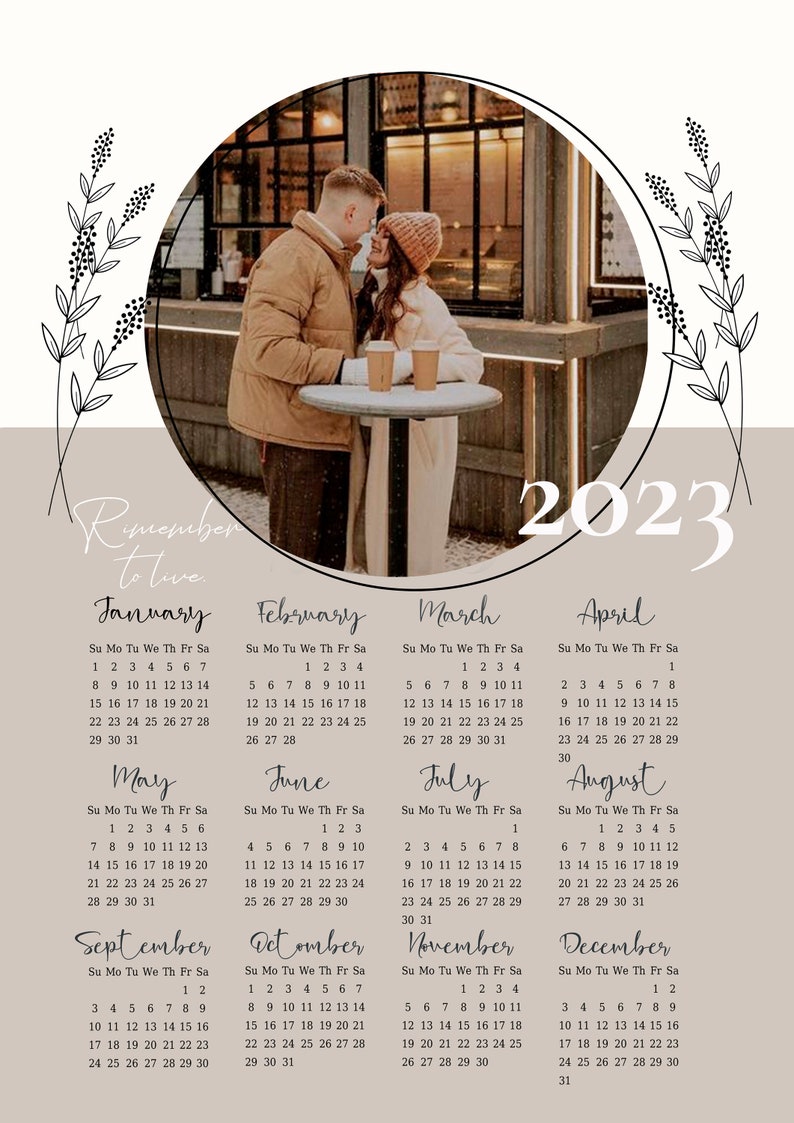 2023 Custom Printable Yearly Calendar, Family Calendar, Personalized ...