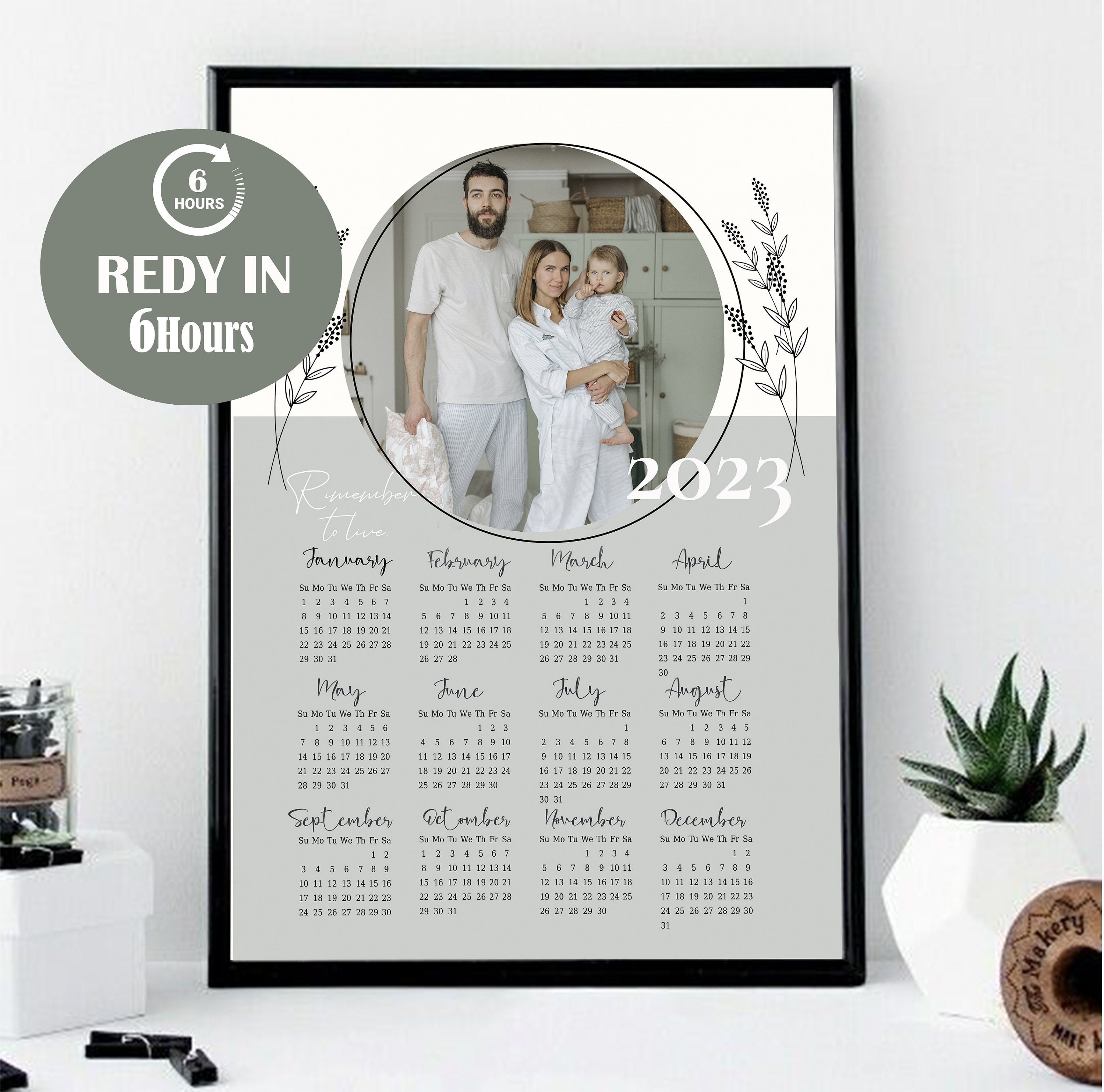 2023 Custom Printable Yearly Calendar, Family Calendar, Personalized ...