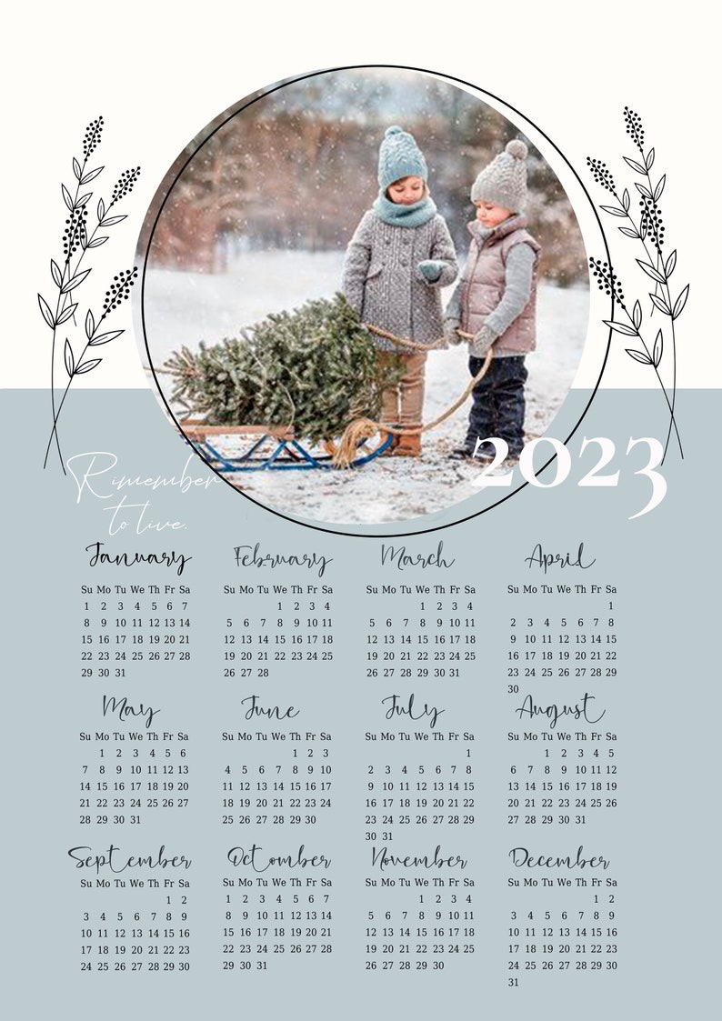 2023 Custom Printable Yearly Calendar, Family Calendar, Personalized ...
