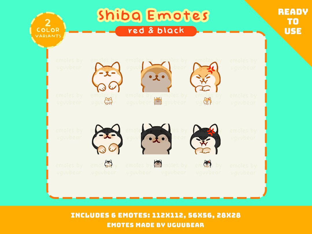 6 Shiba Emotes Pack, 2 Color Variations (red & Black) 【 Twitch/discord ...