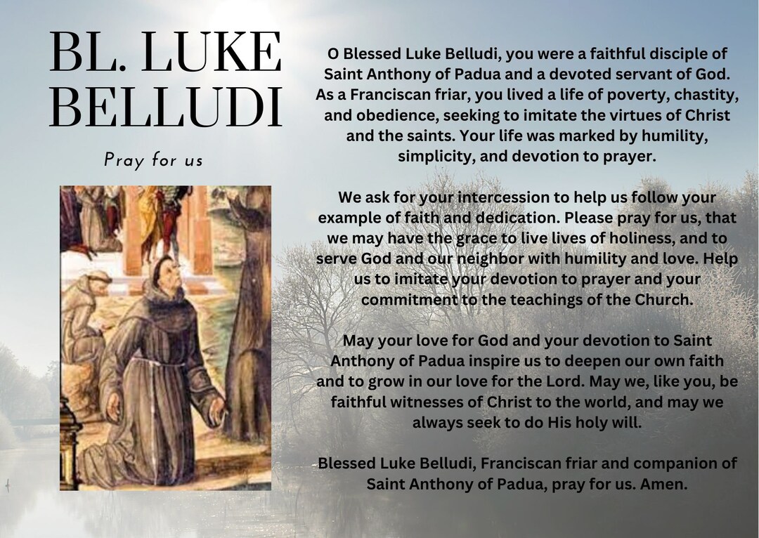 Blessed Luke Belludi, Pray for Us Prayer Card - Etsy