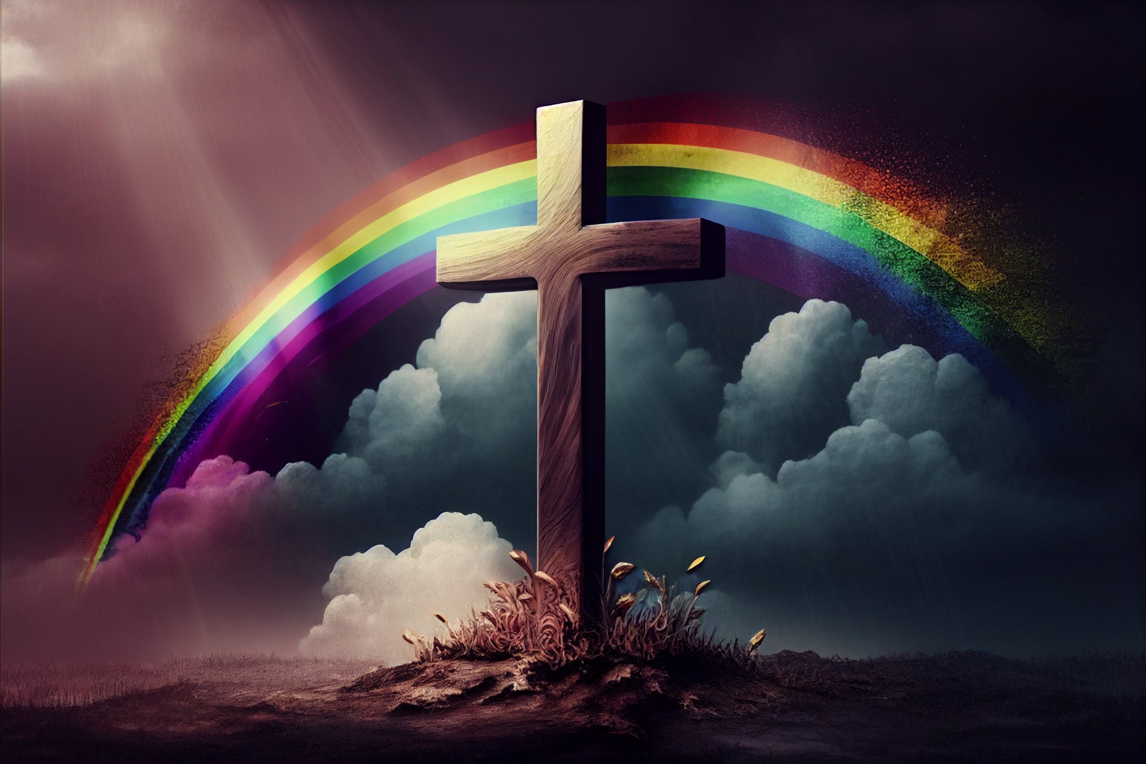Cross of Christ With Rainbow on Calgary Wall Art - Etsy